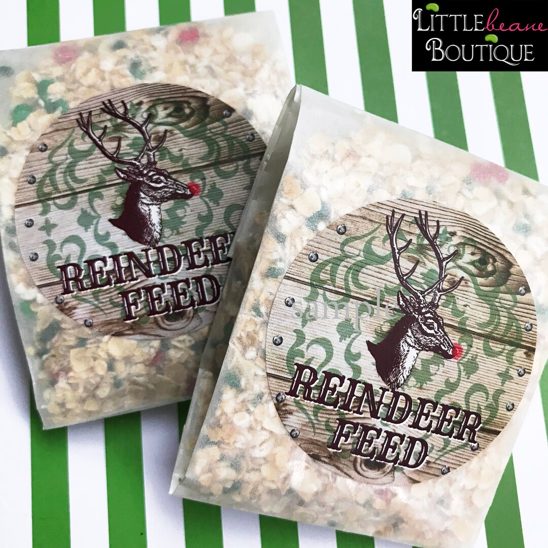 Reindeer Food Stickers, Reindeer Feed Station, Woodland Christmas ...