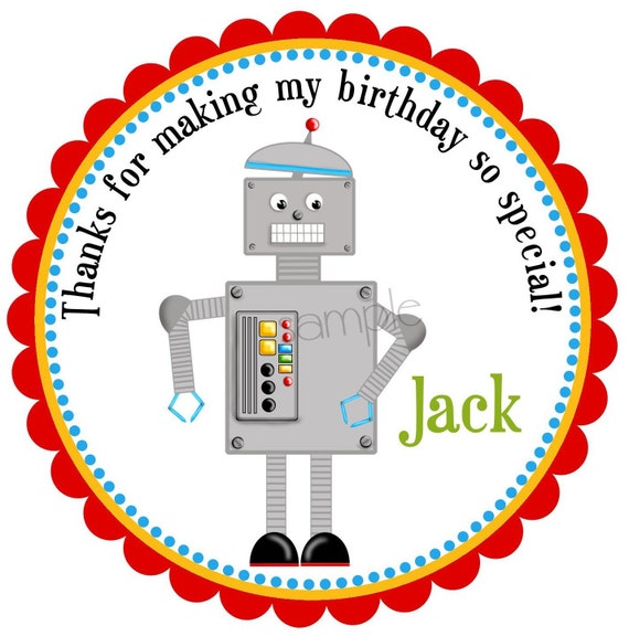 Robot Stickers, Robot Party, Robot Birthday Party, Robot favors ...