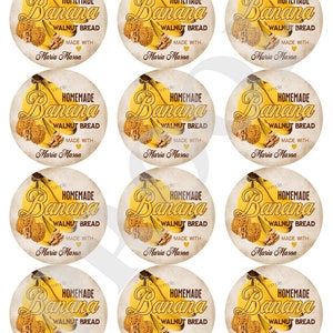 Banana Nut Bread Labels, Banana Walnut Bread Stickers, Banana Bread ...