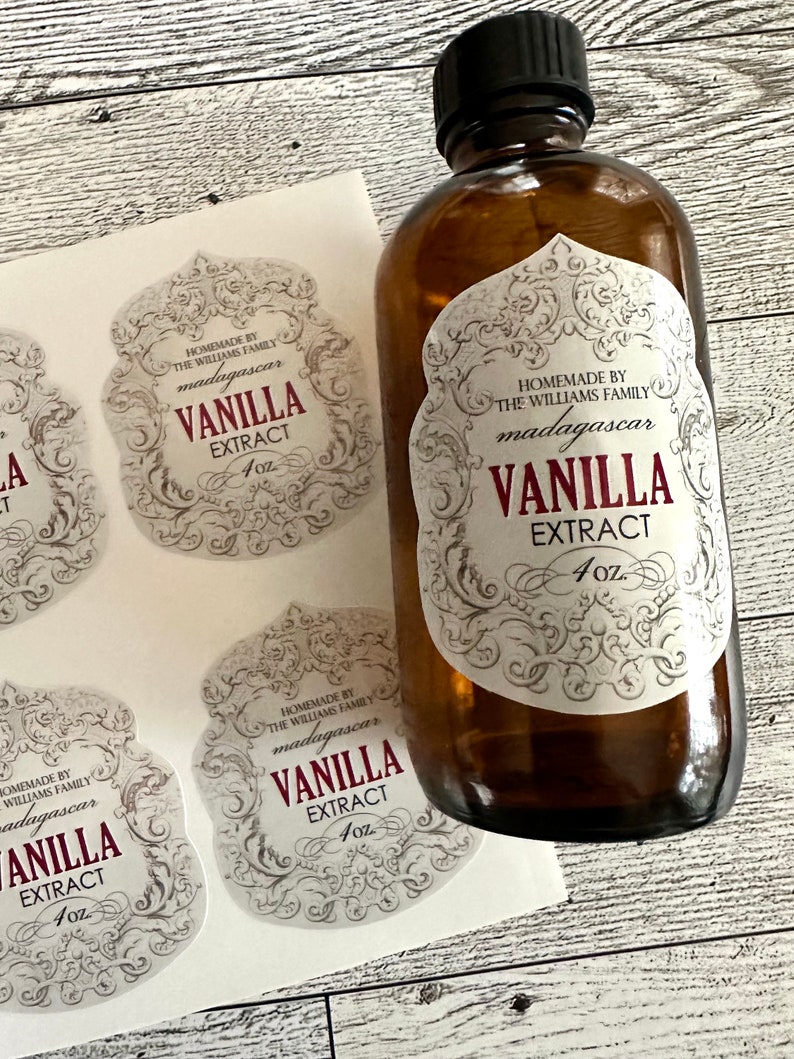 Waterproof Vanilla Extract Labels, Personalized Vanilla Extract ...