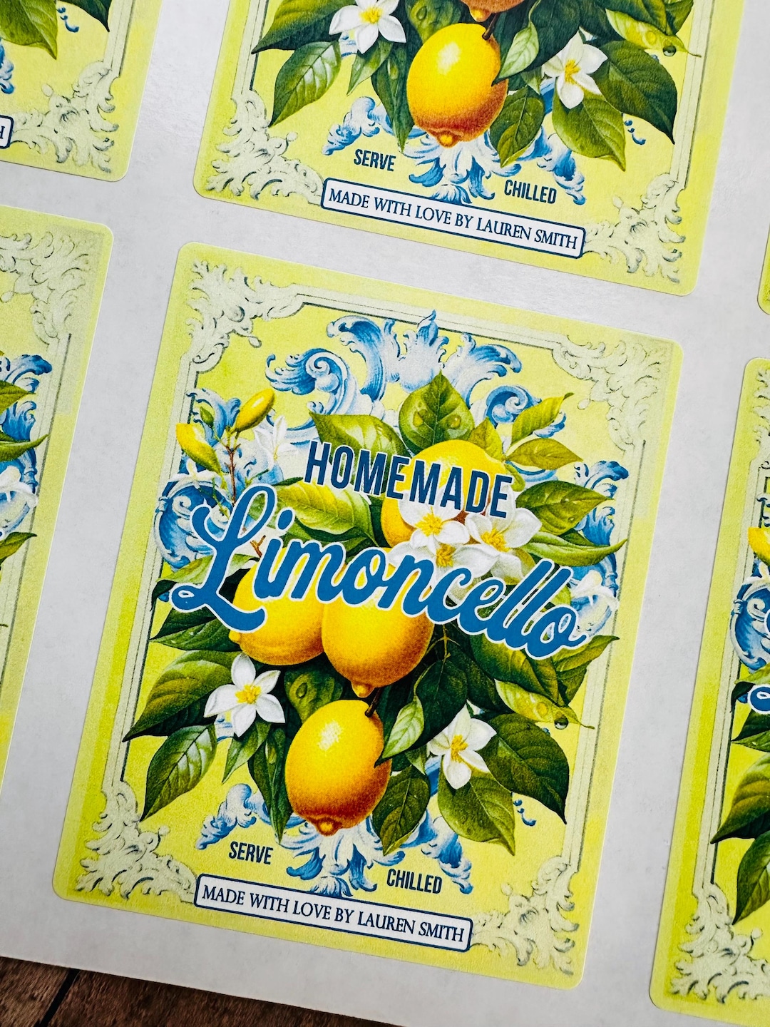 Waterproof Limoncello Labels, Custom Limoncello Label, Large Homemade ...