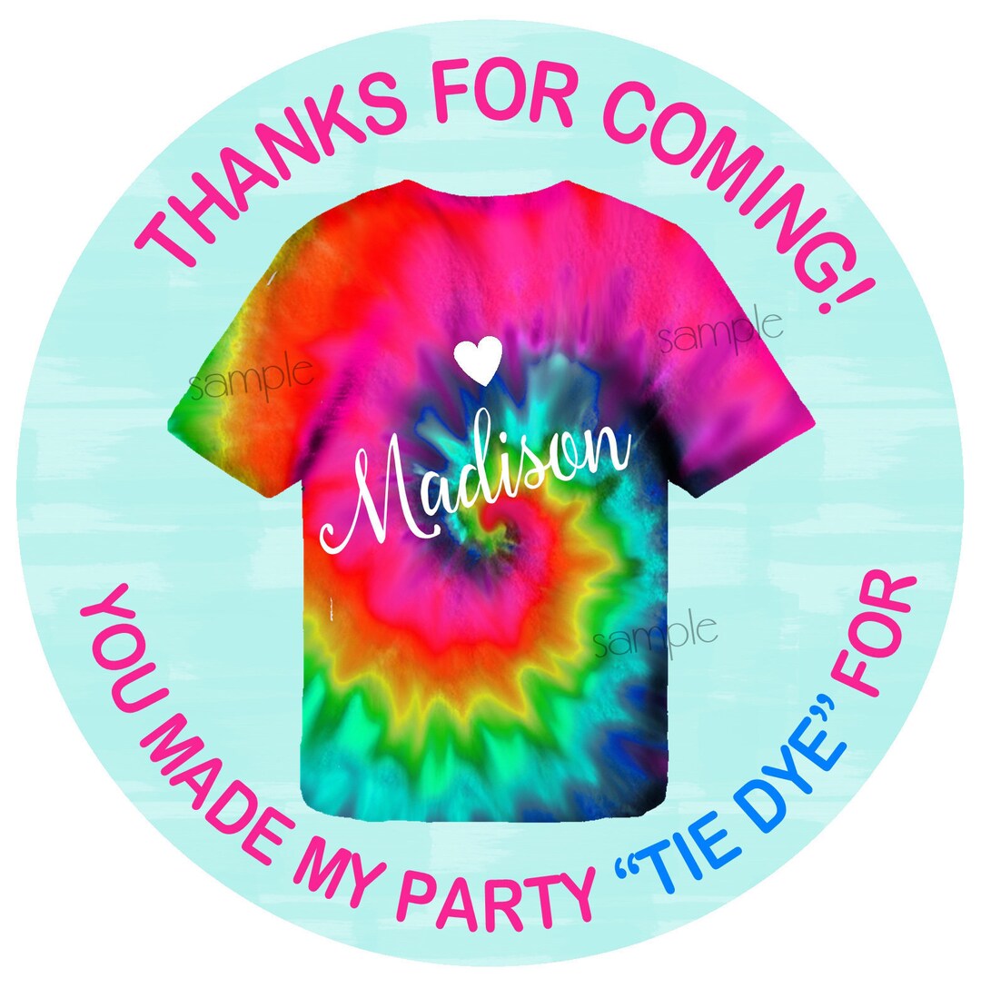 Tie Dye Birthday Party Stickers, Tie Dye Stickers, Tie Dye Shirt Tags ...