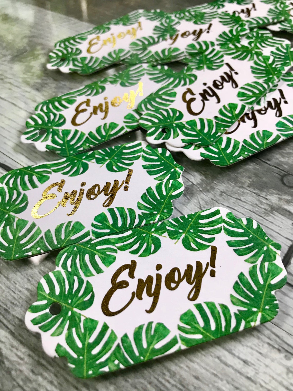Tropical Leaf Tags Palm Leaf Gift Tagsmetallic - Etsy