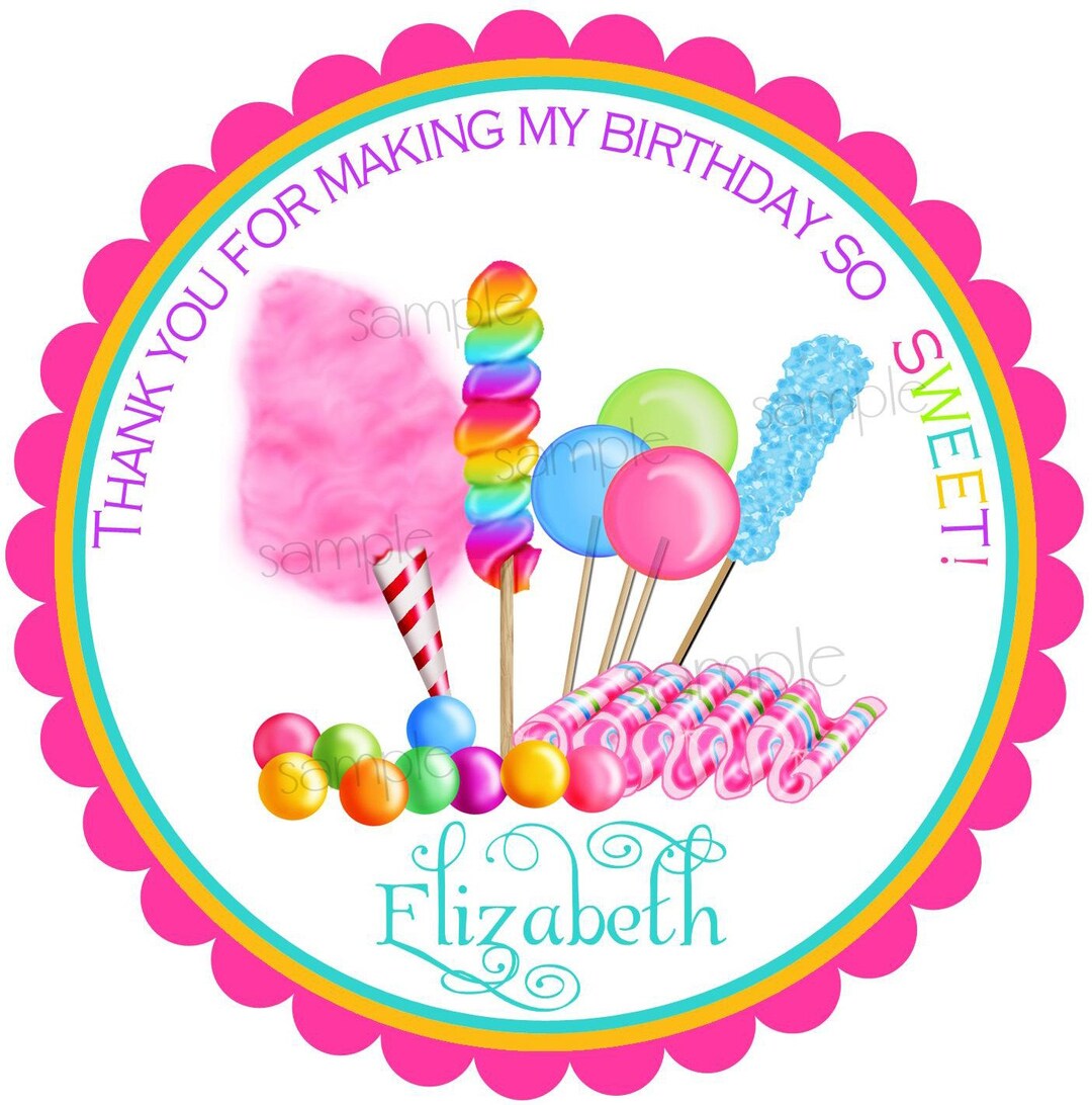 Candy Stickers, Candy Circus Party, Sweet Shop Sticker, Birthday Party ...