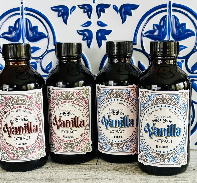 Waterproof Vanilla Extract Labels, Personalized Vanilla Extract Stickers, Ornate Vanilla Extract ...