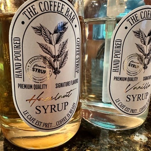 Coffee Syrup Labels, GOLD Waterproof Bottle Labels, Vintage Coffee Bar ...