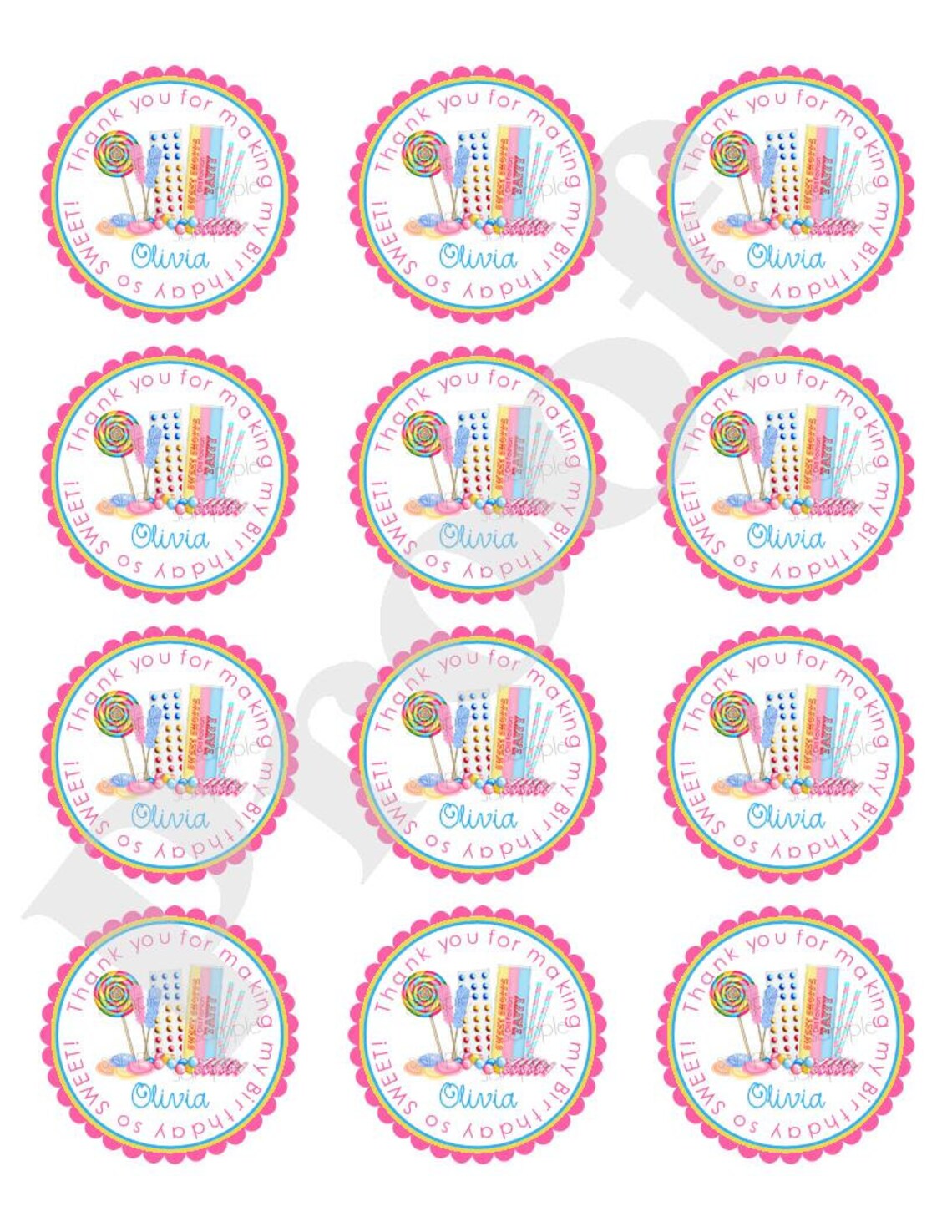 Lollipop Stickers Old Fashion Sweet Shoppe Personalized - Etsy