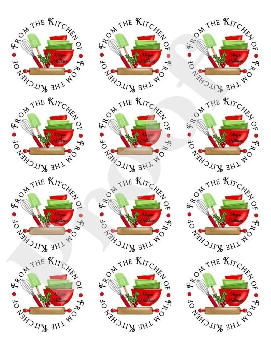 Personalized Christmas Stickers, Baking Labels, Rolling Pin, Mixing ...