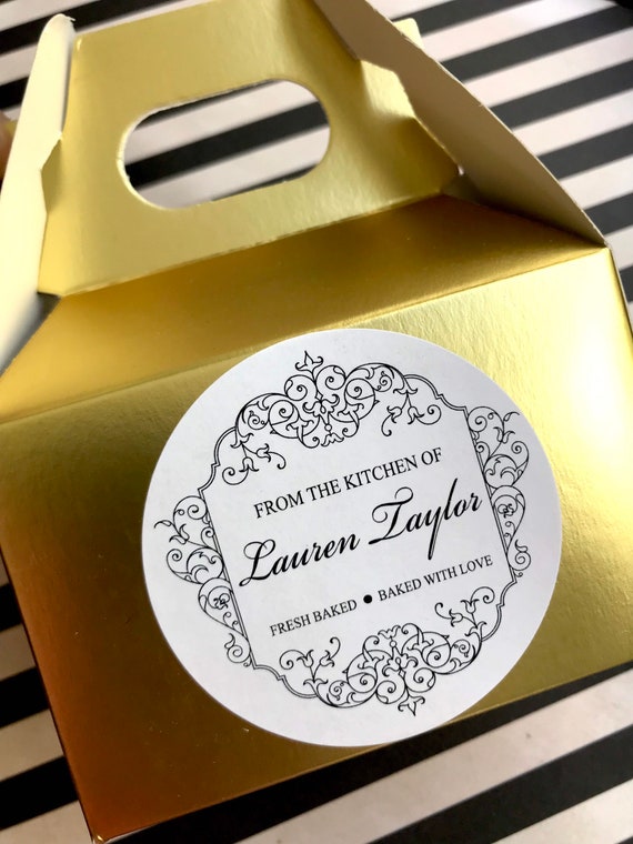 Kitchen Baking Stickers - Modern Baking labels - Fancy Scroll Baking ...