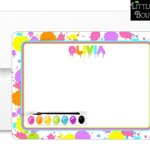 Art Notecards, Paint Splash Stationery, Flat Notecards, Art Birthday ...