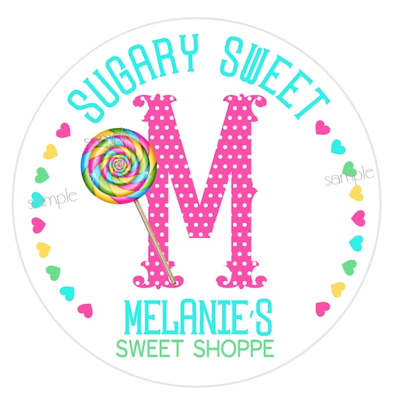 Candy Stickers, Candy Logo, Monogram Labels, Candy Party, Sweet shoppe ...