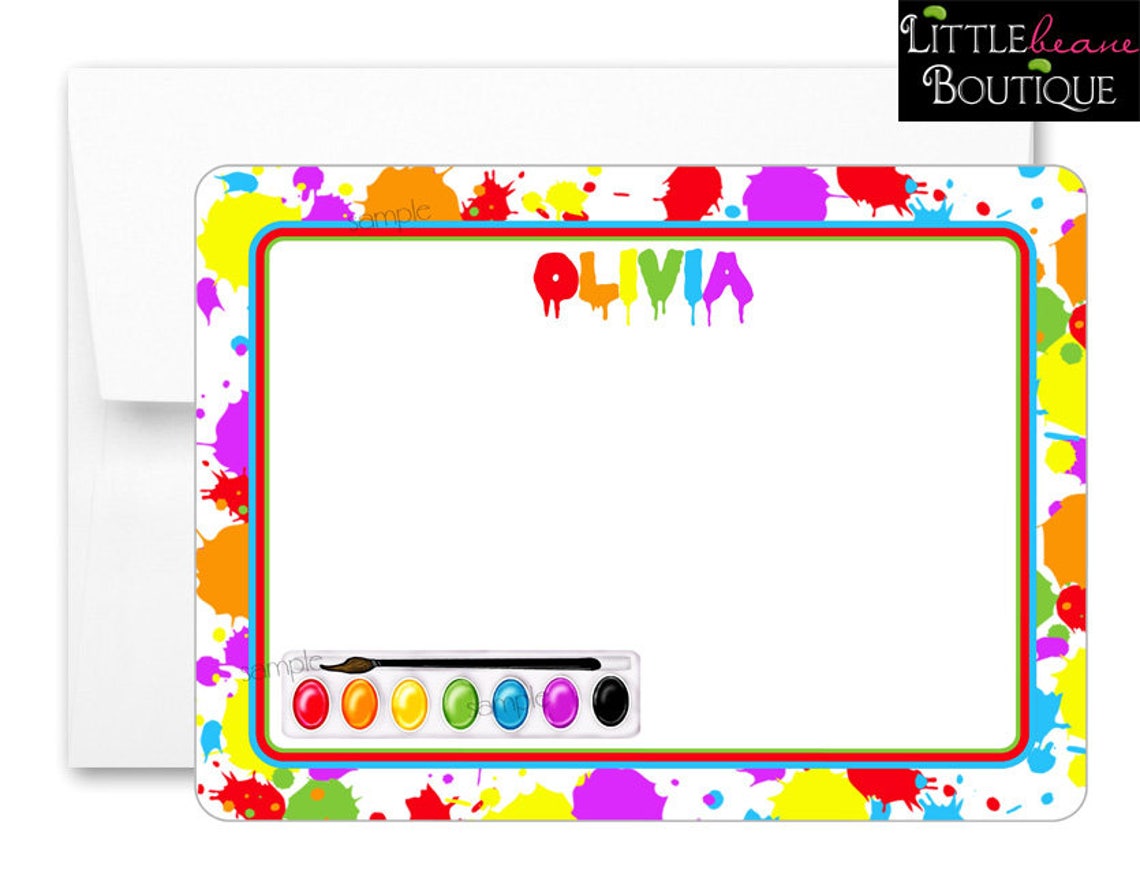 Art Notecards Paint Splash Stationery Flat Notecards Art - Etsy