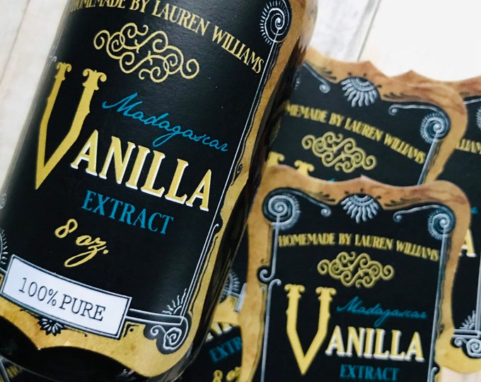 Modern Vanilla Extract Labels Customizable Rectangle Modern Label Water ...