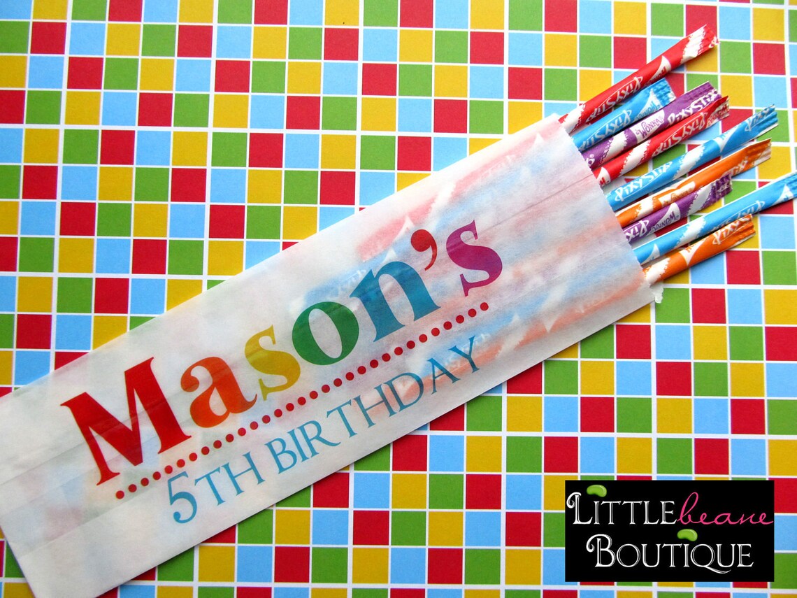 Personalized Candy Bags, Birthday Name, Primary Colors, Candy Favor ...
