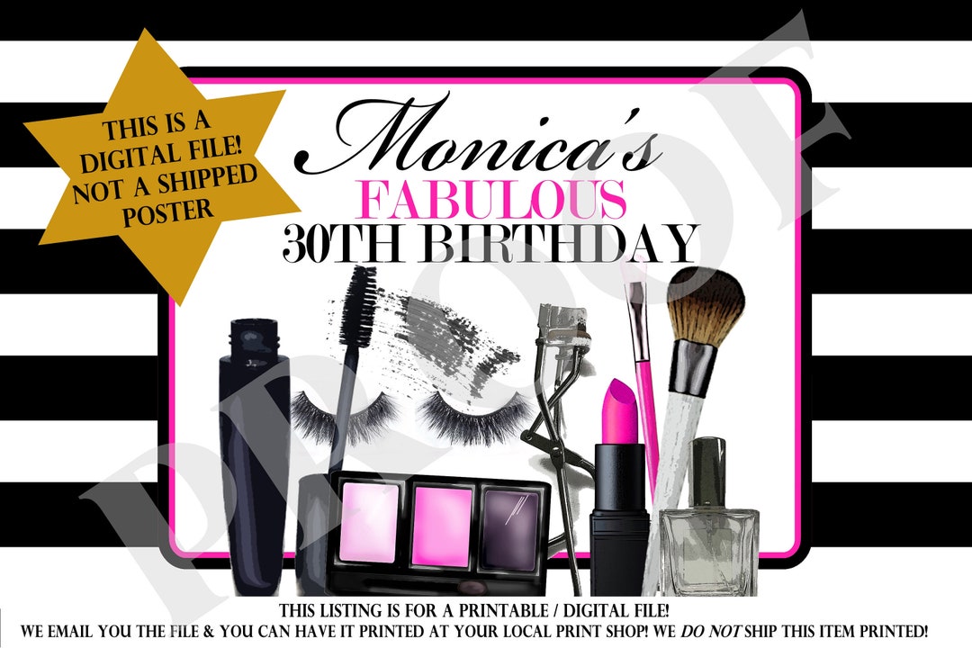 Printable Makeup Poster, DIY, 24 X 36 Size Backdrop Sign, Makeup Party ...