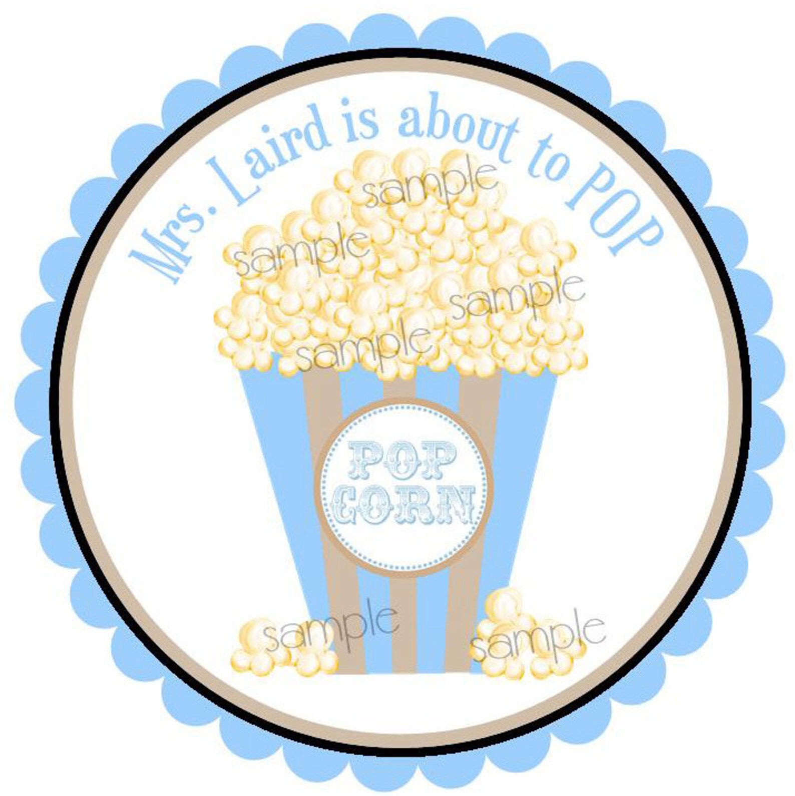 Popcorn Stickers Popcorn Bar Movie Night Box of Popcorn - Etsy
