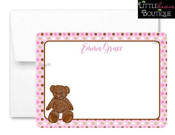Teddy Bear Notecards, Teddy Bear Stationery, Flat notecards, Kids ...