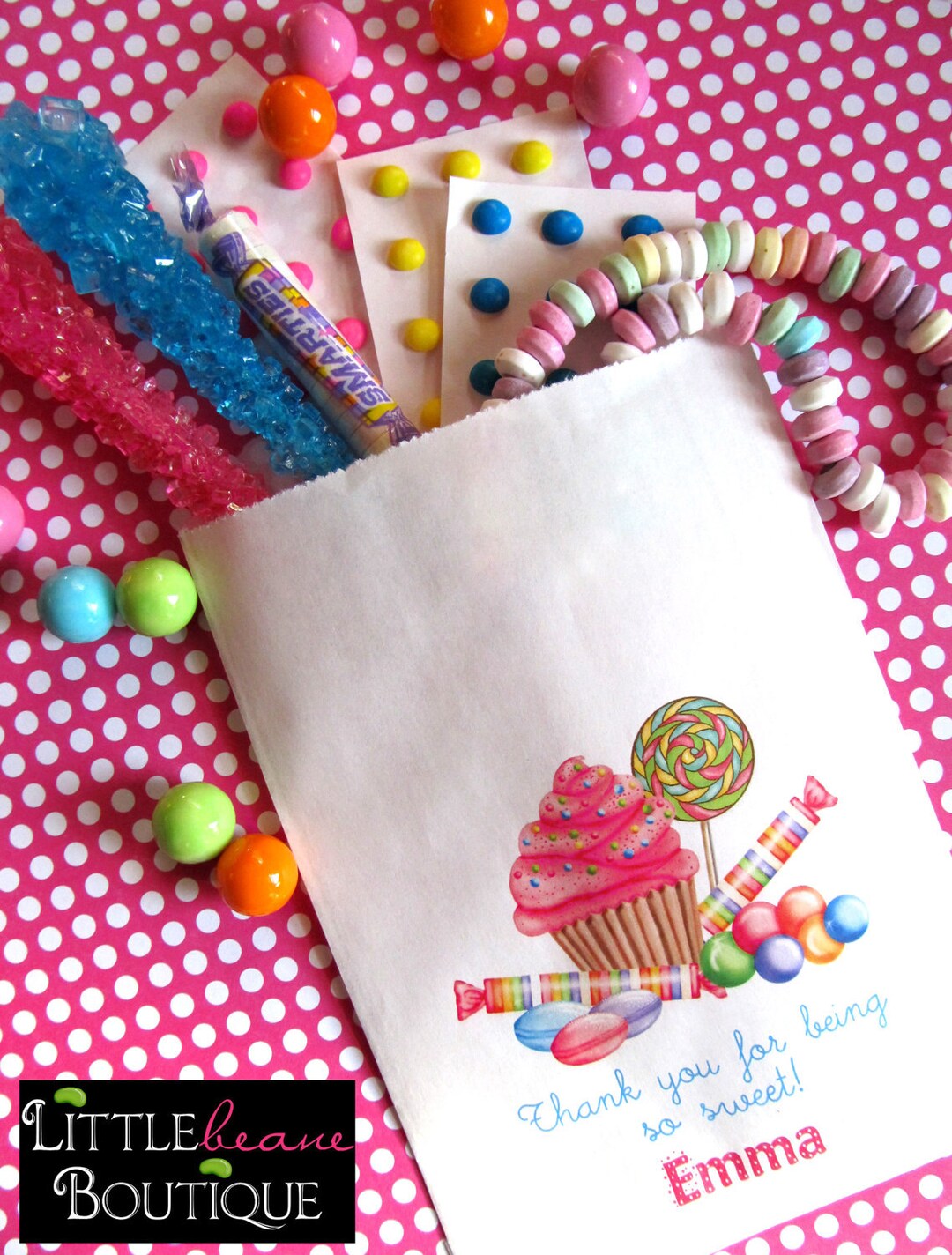 Personalized Candy Bags, Wonderland Sweet Shop, Candy Favor Bags, Candy ...