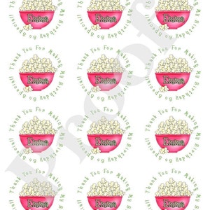 Popcorn Stickers,movie Night, Personalized, Slumber Party,sleepover ...
