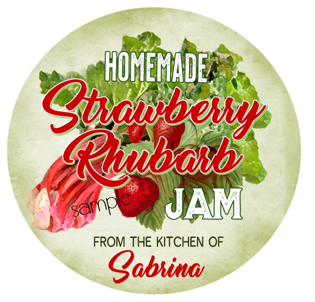 Strawberry Rhubard Jam Labels, Strawberry Jelly Labels, Jam Jar Labels ...