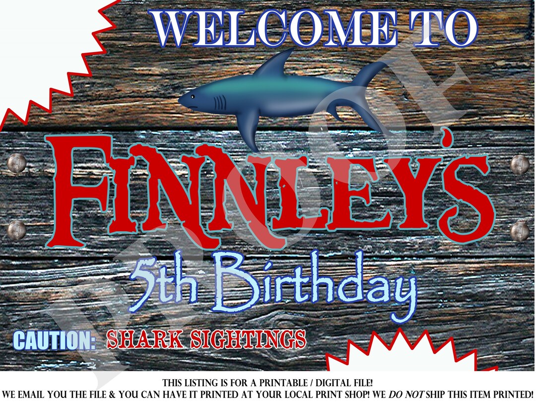 Shark Poster, Shark Signs, DIY, 20 X 28 Backdrop Sign, Shark Party ...