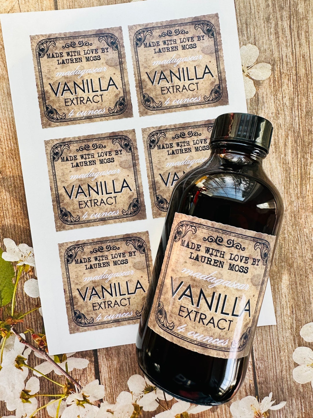 Vanilla Extract Labels, Personalized Vanilla Extract Stickers, Custom ...