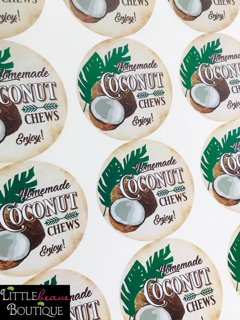 Coconut Labels Coconut Stickers Coconut Baking Labels - Etsy