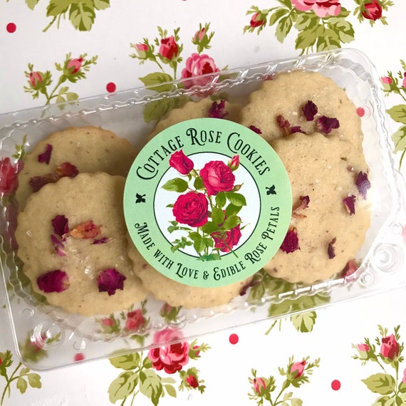 Rose Petal Cookie Stickers, Homemade Rose Cookies, Rose Baking Labels ...