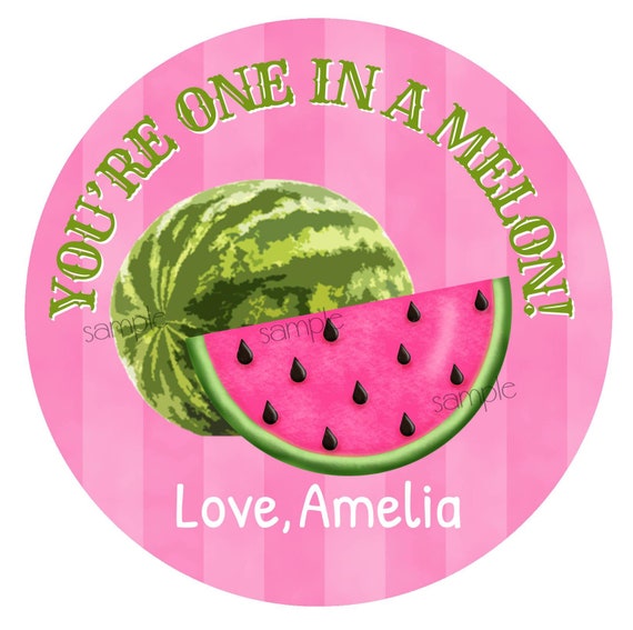 Watermelon stickers, Pink watermelon birthday party, One in a melon ...