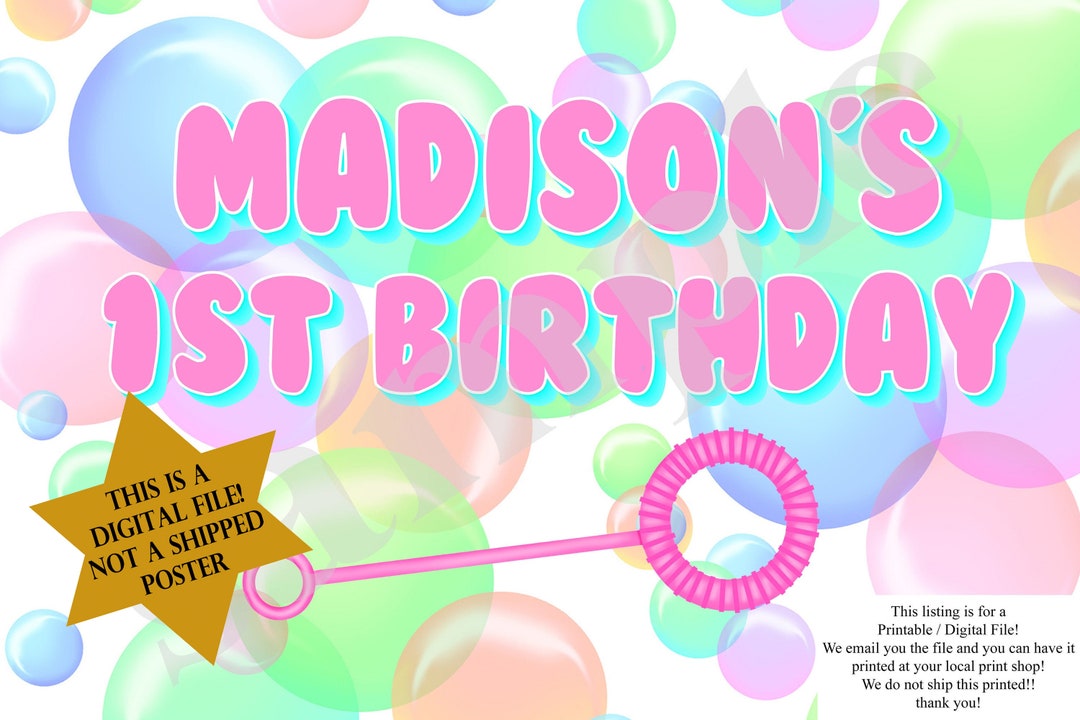 Printable Bubbles Poster, DIY, 24 X 36 Size Backdrop Sign, Bubble Party ...