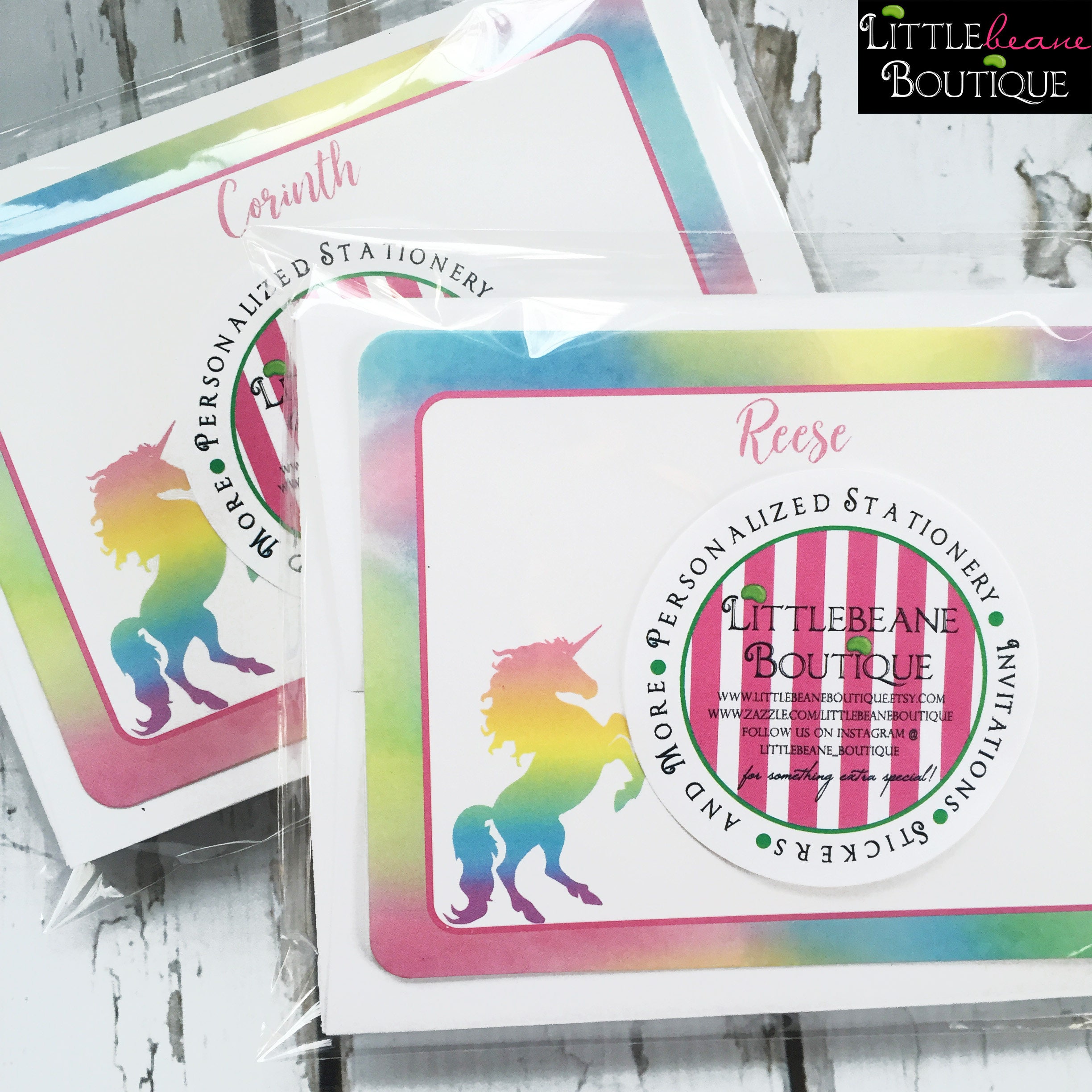 Unicorn Notecards Unicorn Stationery Flat Notecards Rainbow | Etsy