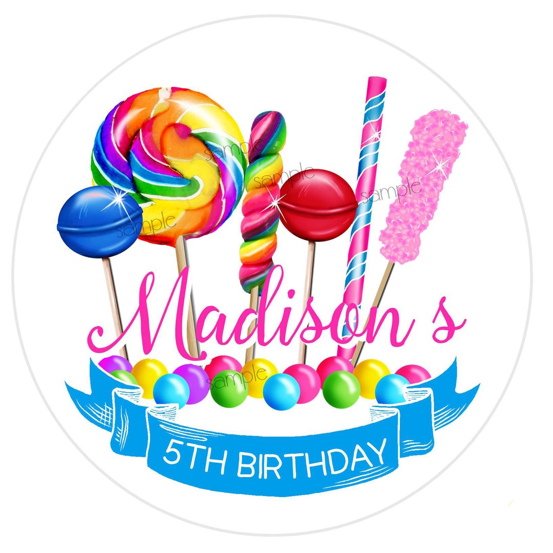 Candy Birthday Stickers, Lollipops Stickers, Candy Party, Sweet Shop ...