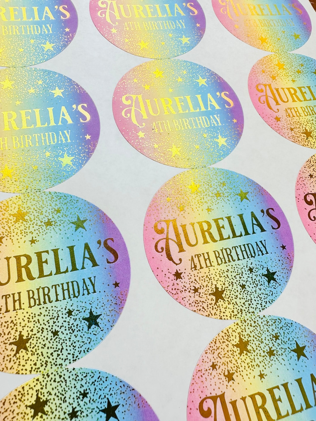 Rainbow Stickers, Shimmer Rainbow Stickers, Happy Birthday, Pastel ...