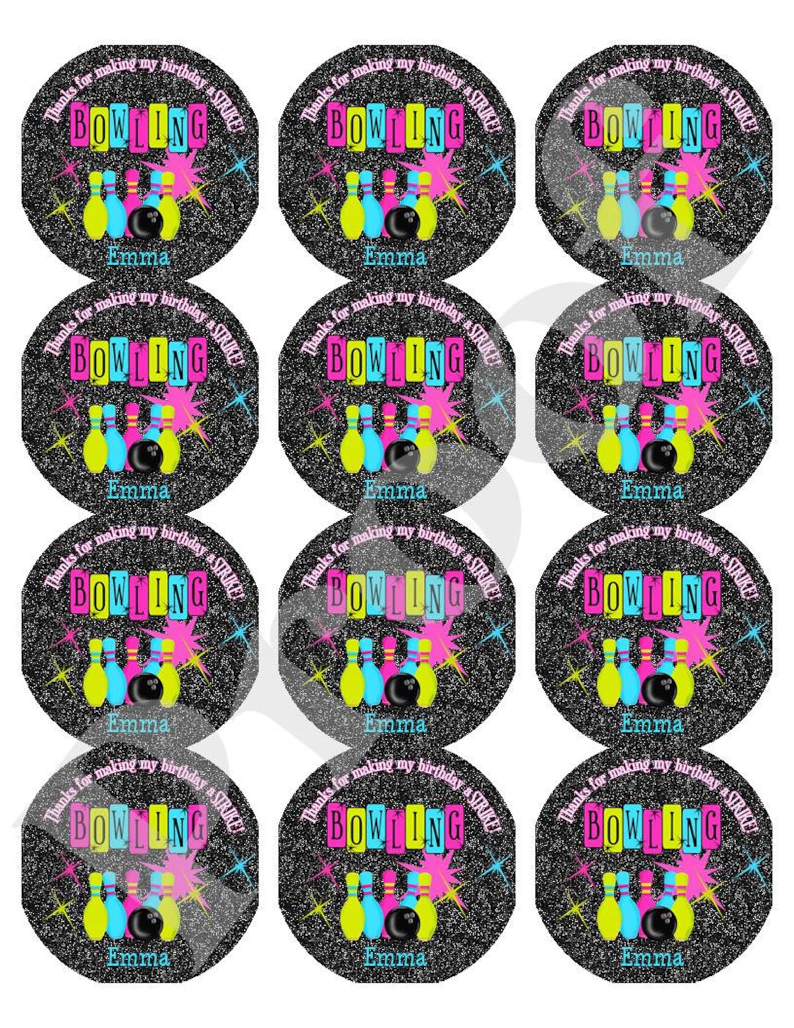 Boys Bowling Stickers Bowling Birthday Party Cosmic Bowling - Etsy
