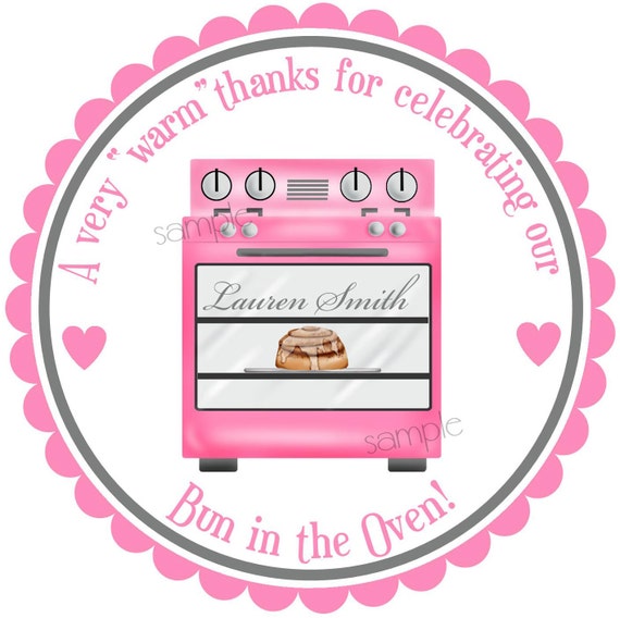 Bun in the oven stickers, Baby Shower stickers,personalized New baby ...