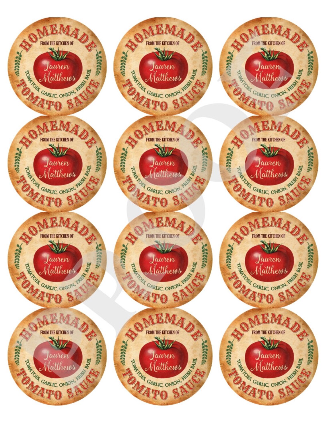 Homemade Tomato Sauce Labels, Pasta Sauce Labels, Pasta Sauce Canning ...