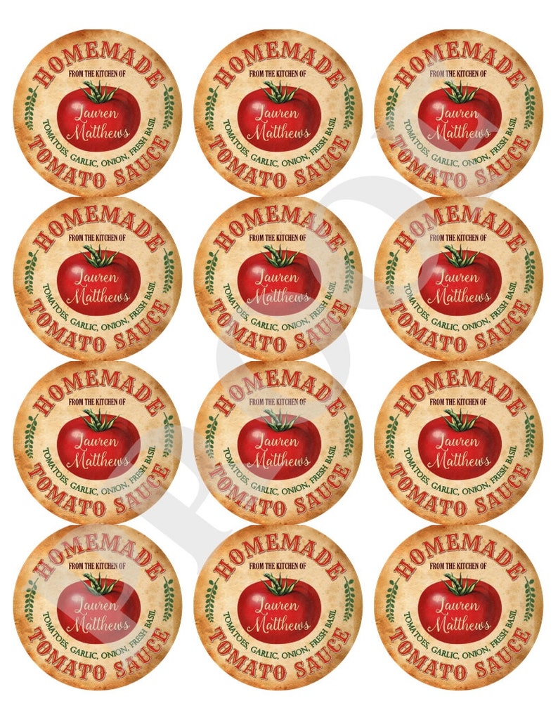 Homemade Tomato Sauce Labels, Pasta Sauce Labels, Pasta Sauce Canning ...