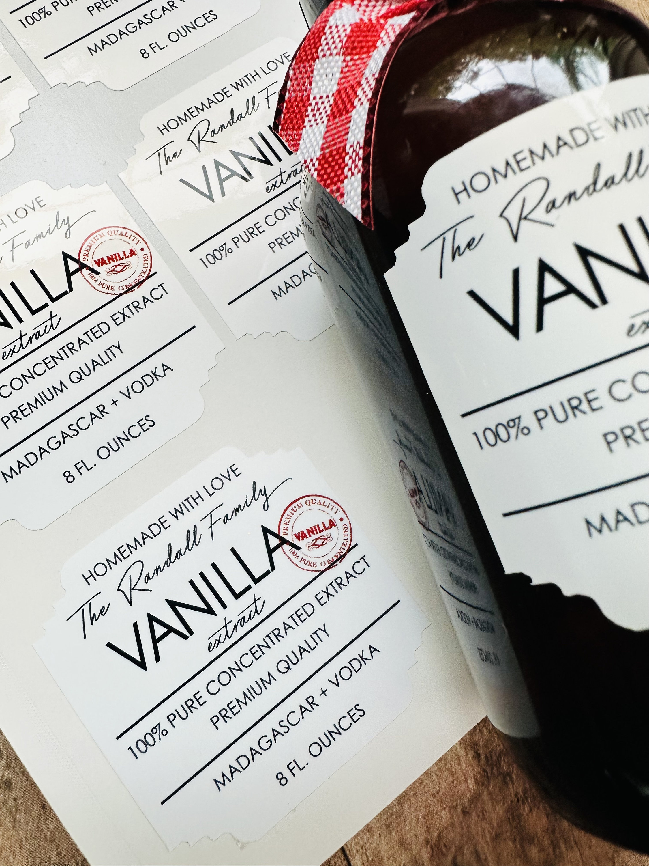 Waterproof Vanilla Extract Labels, Personalized Vanilla Extract ...