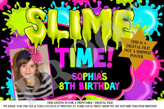 Printable Slime Poster with PHOTO, DIY, 24 x 36 size backdrop sign ...