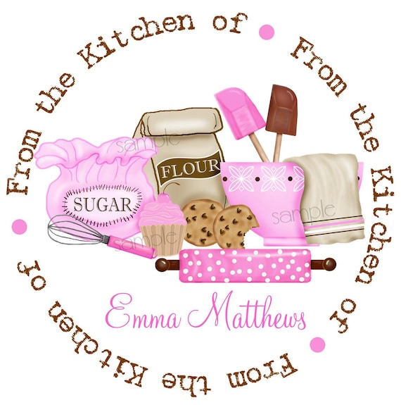 Kitchen stickers,baking labels, Cupcake and cookies, Rolling Pin ...