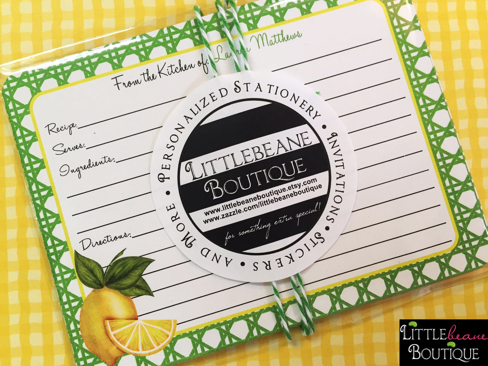 Personalized Recipe Cards Printed Lemon Recipe Cards Fruit | Etsy