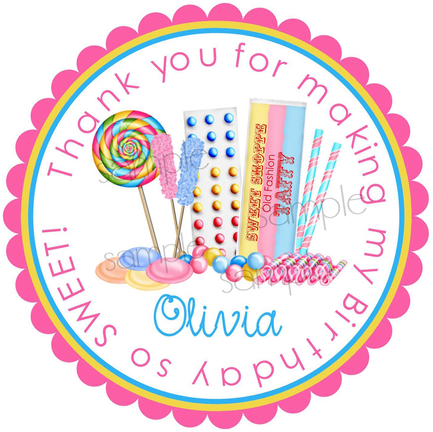 Lollipop Stickers Old Fashion Sweet Shoppe Personalized - Etsy