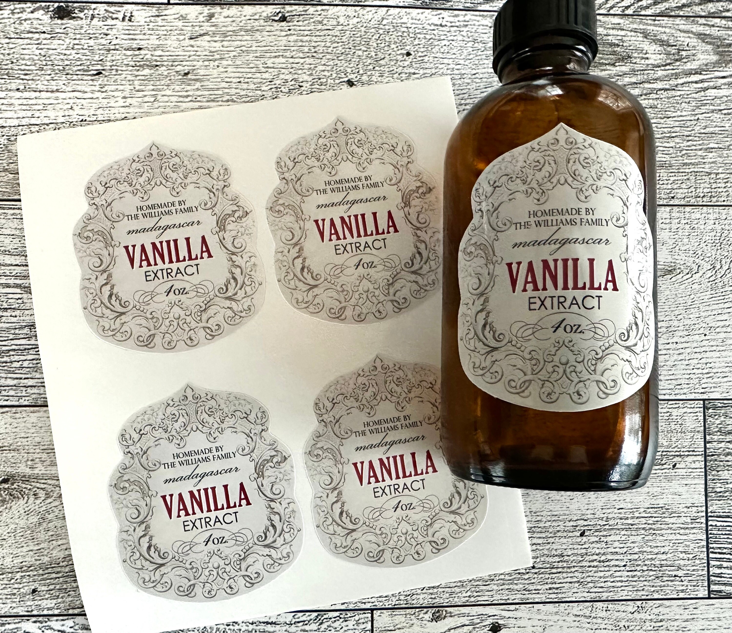 Waterproof Vanilla Extract Labels, Personalized Vanilla Extract ...