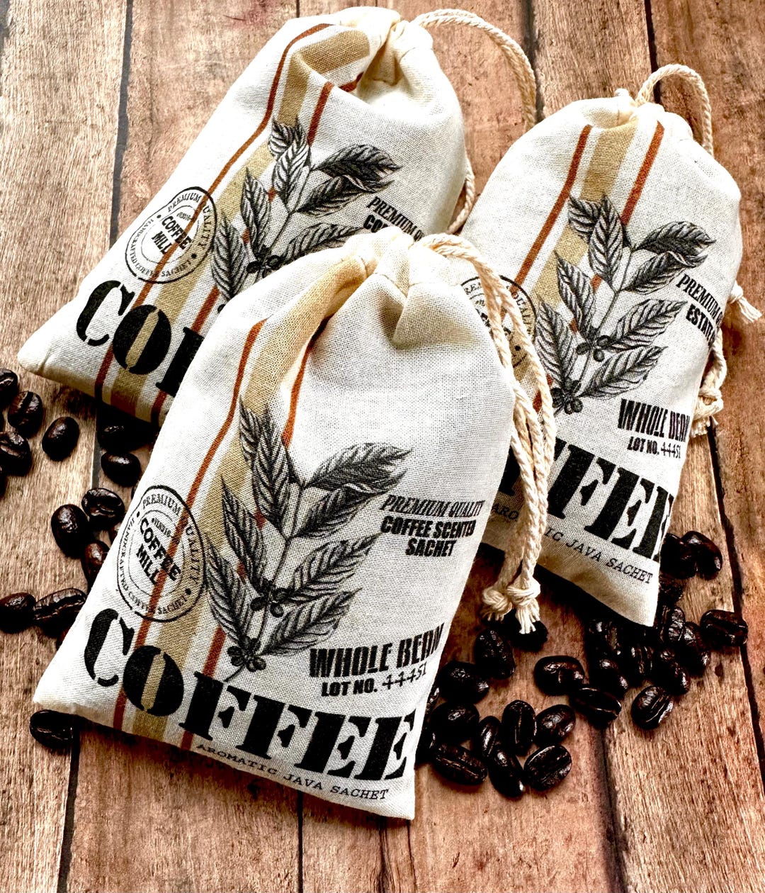 Coffee Scented Sachet, Tiered Tray Decor, Mini Coffee Bean Sack, Coffee ...