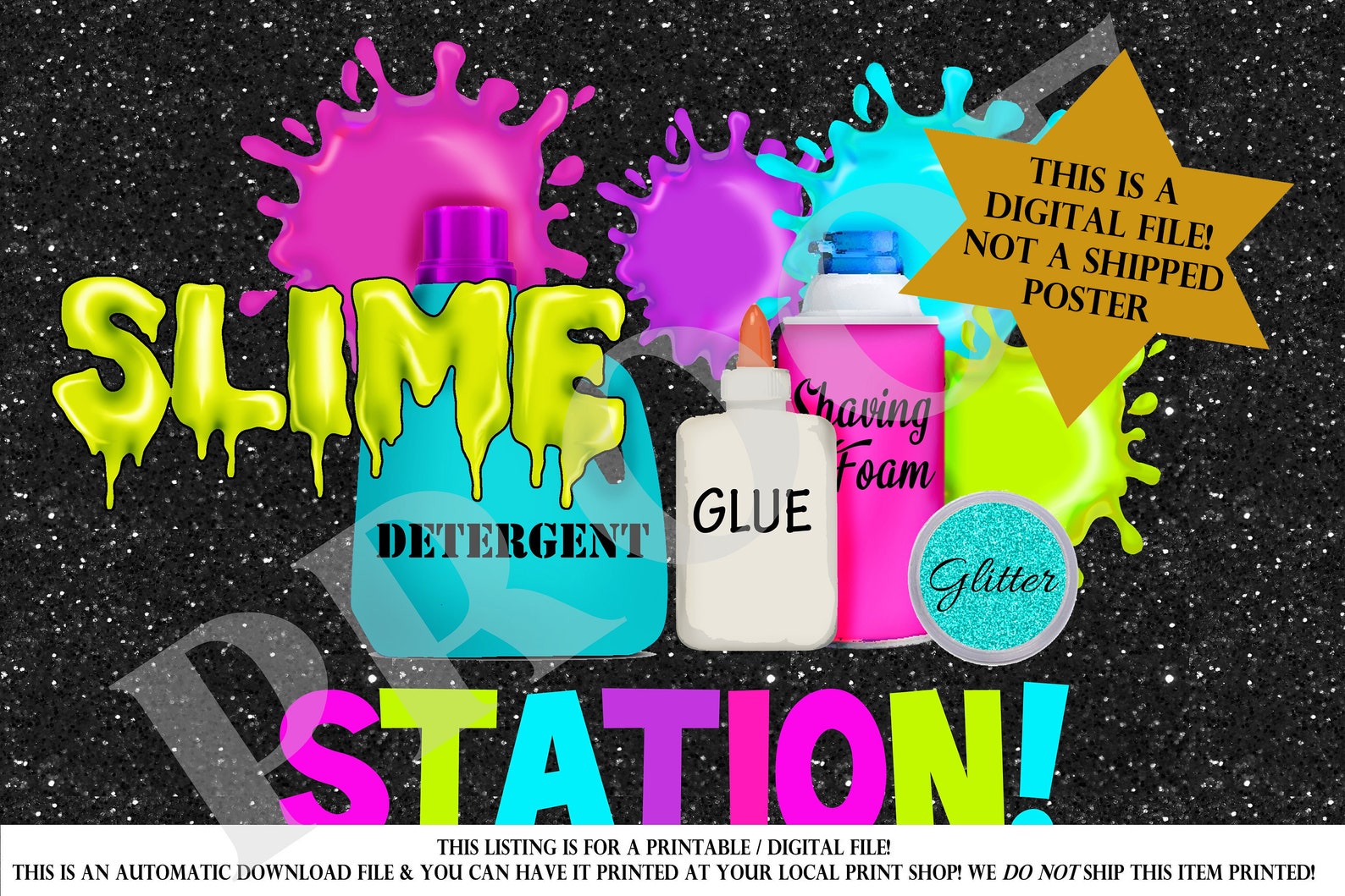 Printable Slime Poster Slime Station DIY 24 X 36 Size - Etsy