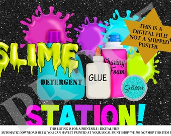 Slime Printable Signs Slime Station Sign Slime Birthday - Etsy Canada