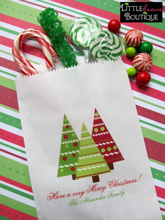 Christmas Candy Bags Christmas trees Personalized Treat | Etsy