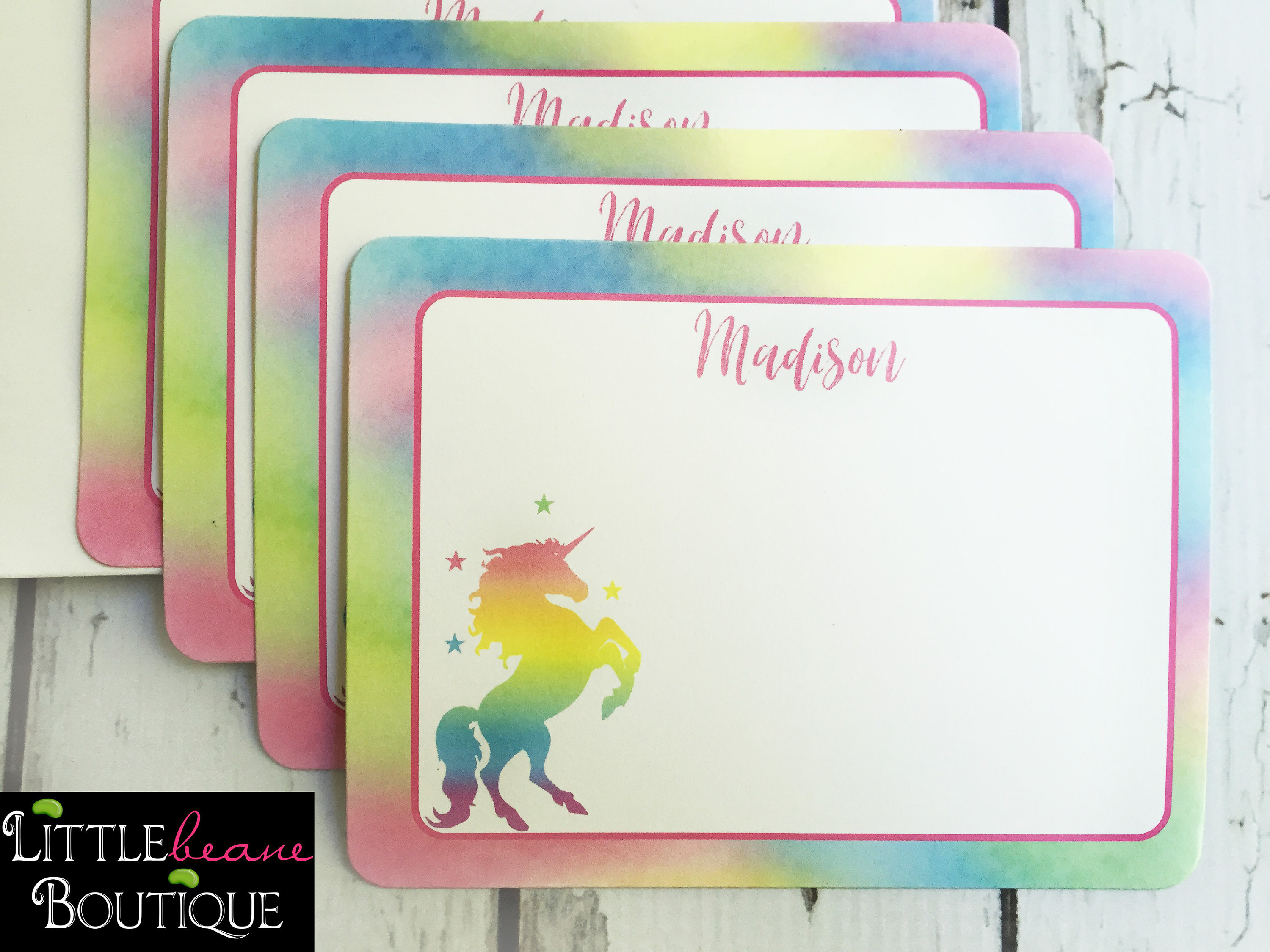 Unicorn Notecards Unicorn Stationery Flat Notecards Rainbow | Etsy