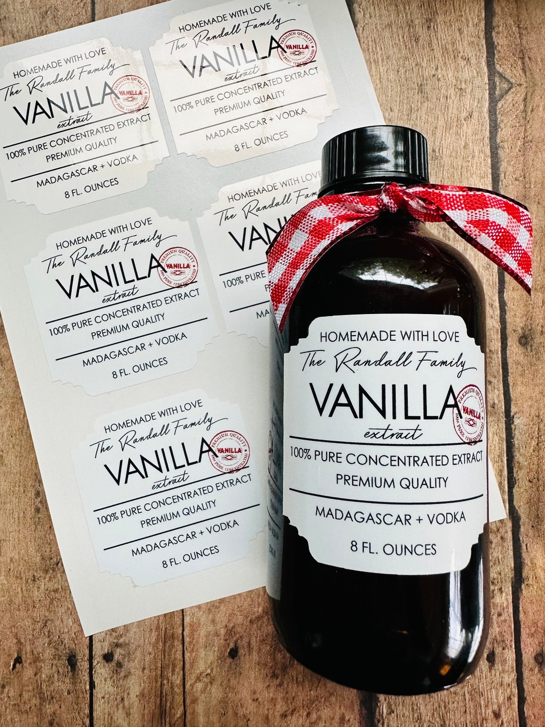 Waterproof Vanilla Extract Labels, Personalized Vanilla Extract ...