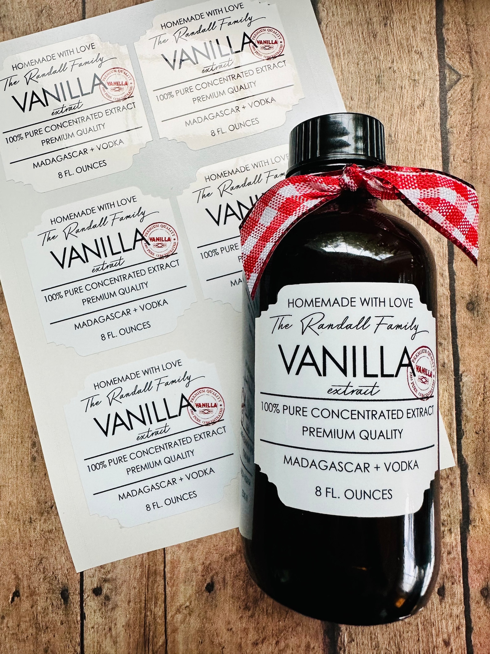 Waterproof Vanilla Extract Labels, Personalized Vanilla Extract ...